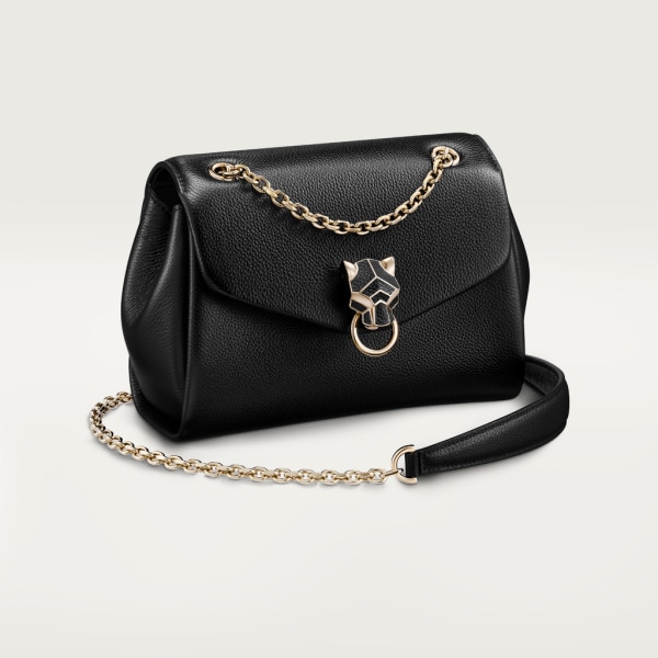 CRL1002353 - Chain bag mini, Panthère de Cartier - Black calfskin and ...
