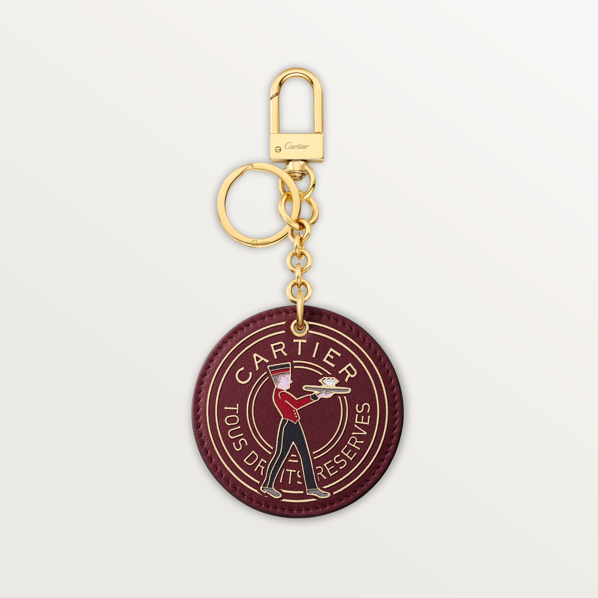 CRL3002326 - Round keyring, Cartier Characters - Burgundy calfskin ...